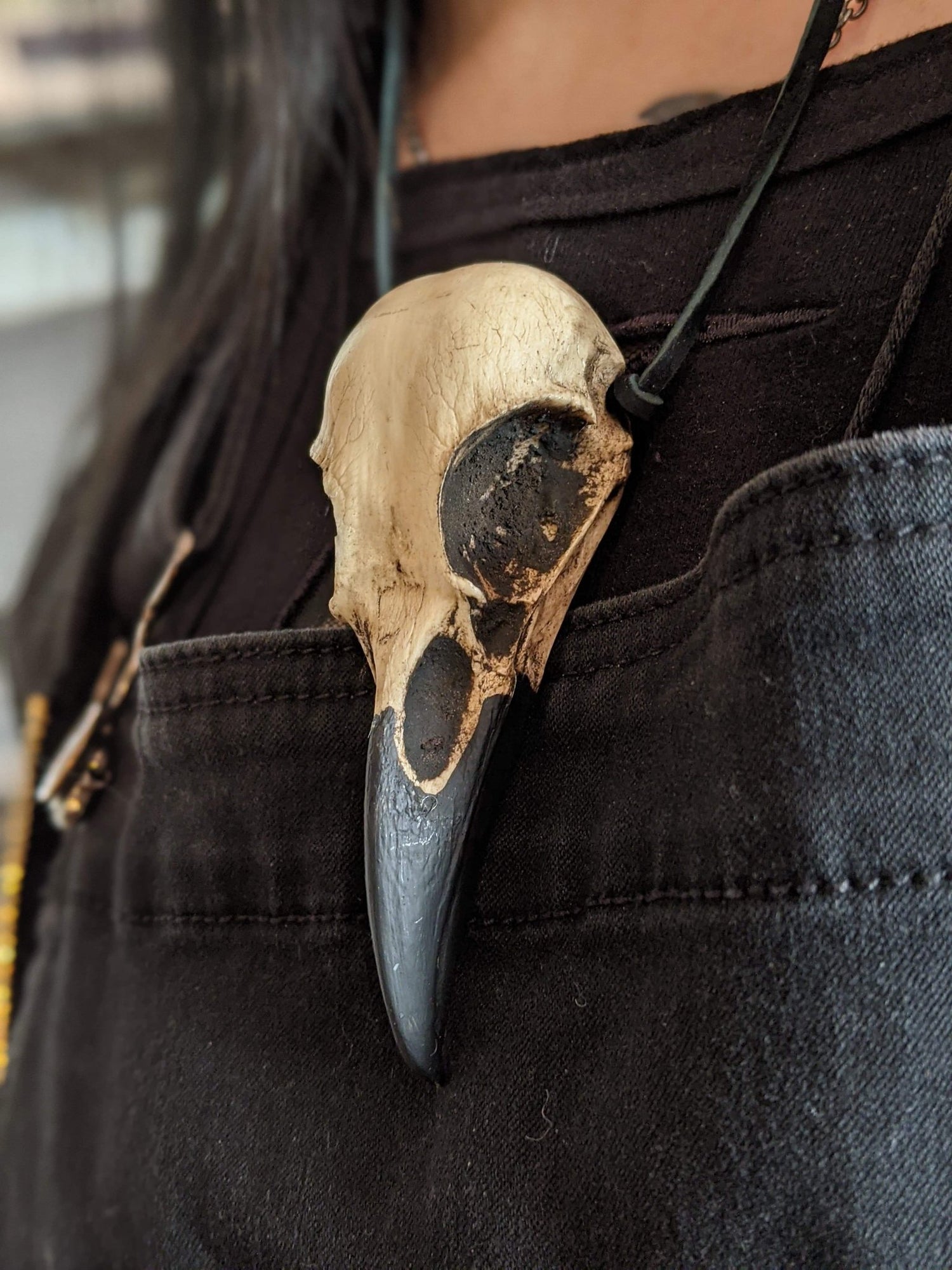 Raven Skull Necklace | Goth Bone Jewelry | Raven Ranch Studio