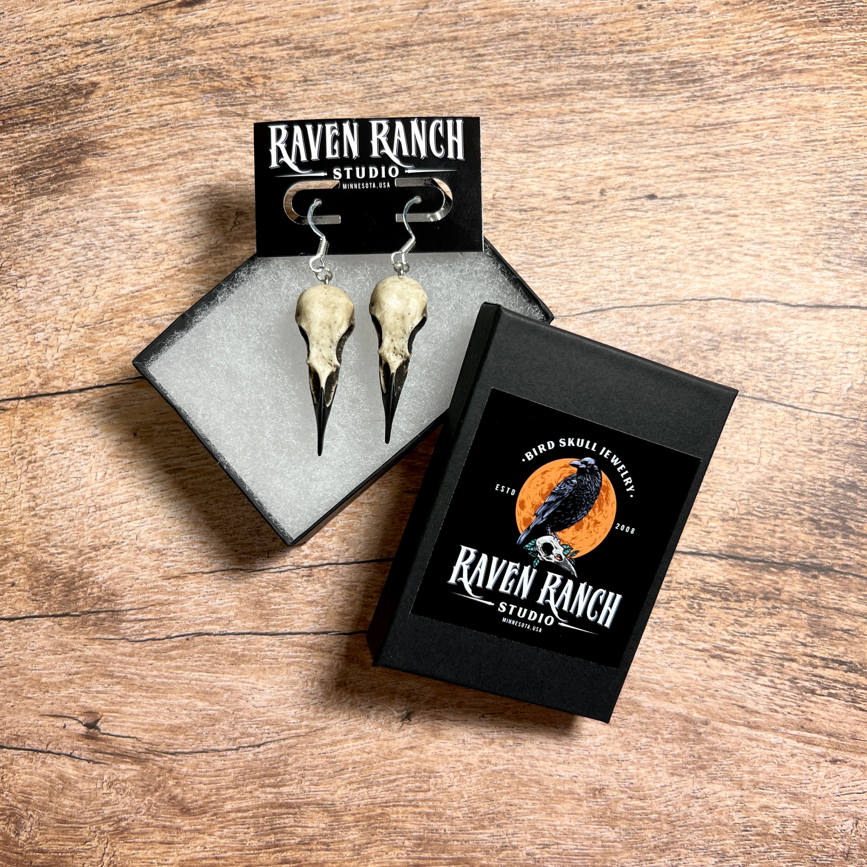 Raven Skull Earrings | Bird Skull Accessories | Raven Ranch Studio